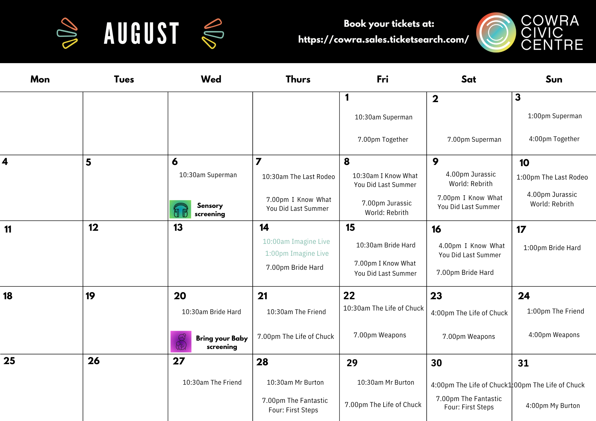 What's On Calendar Cowra Civic Centre